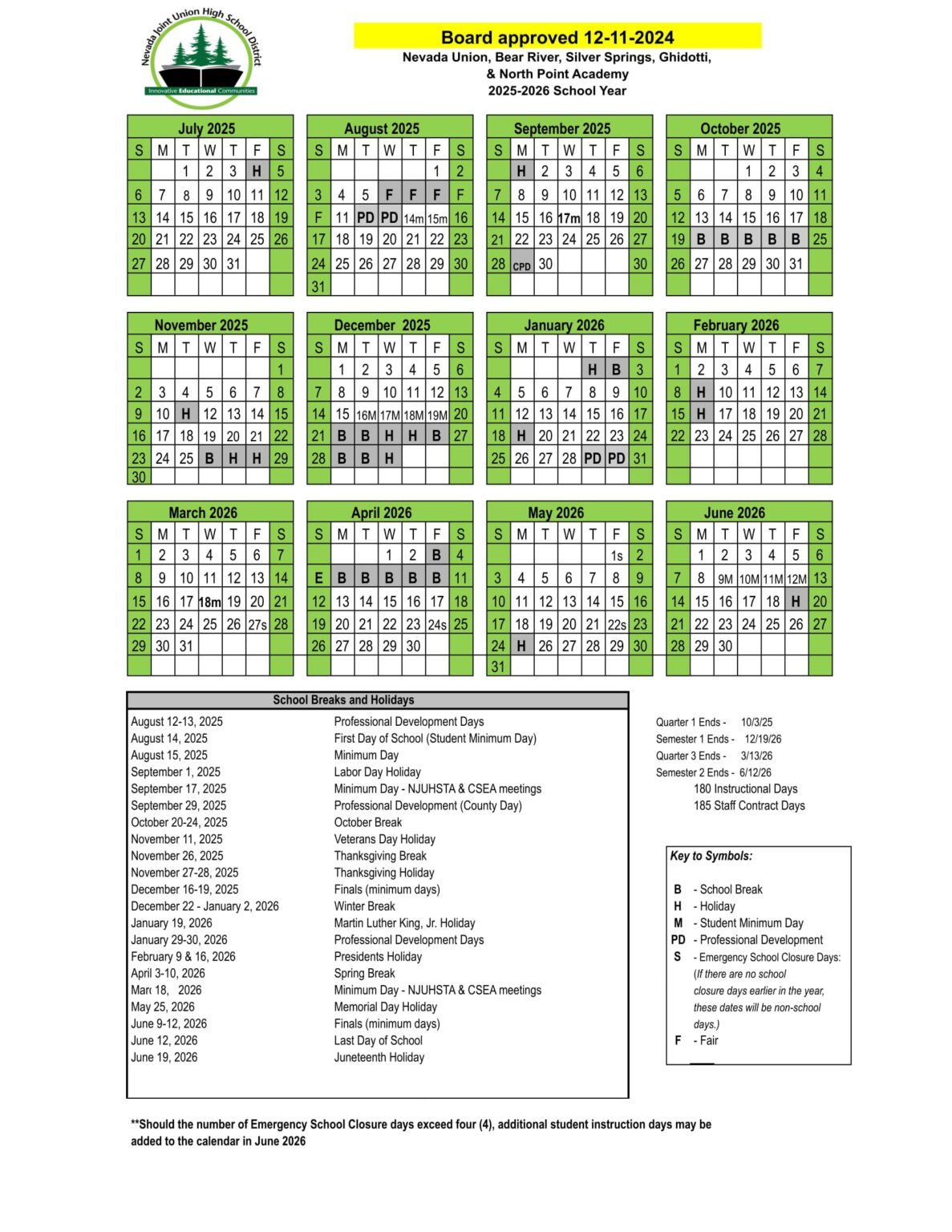 Nevada Joint Union High School District calendar 25-26 [pdf] revised ...
