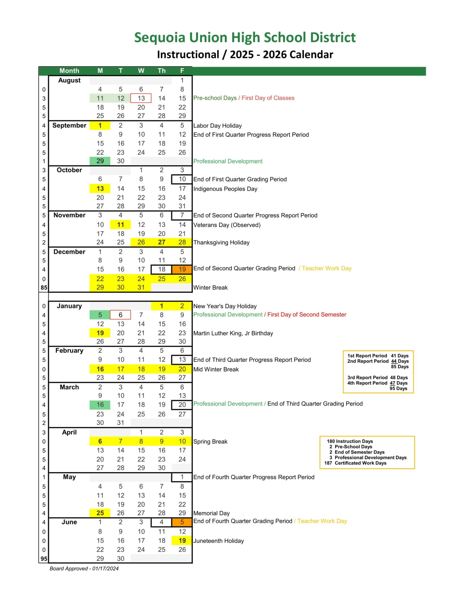 Sequoia Union High School District Calendar 25-26 [PDF] - EduCounty