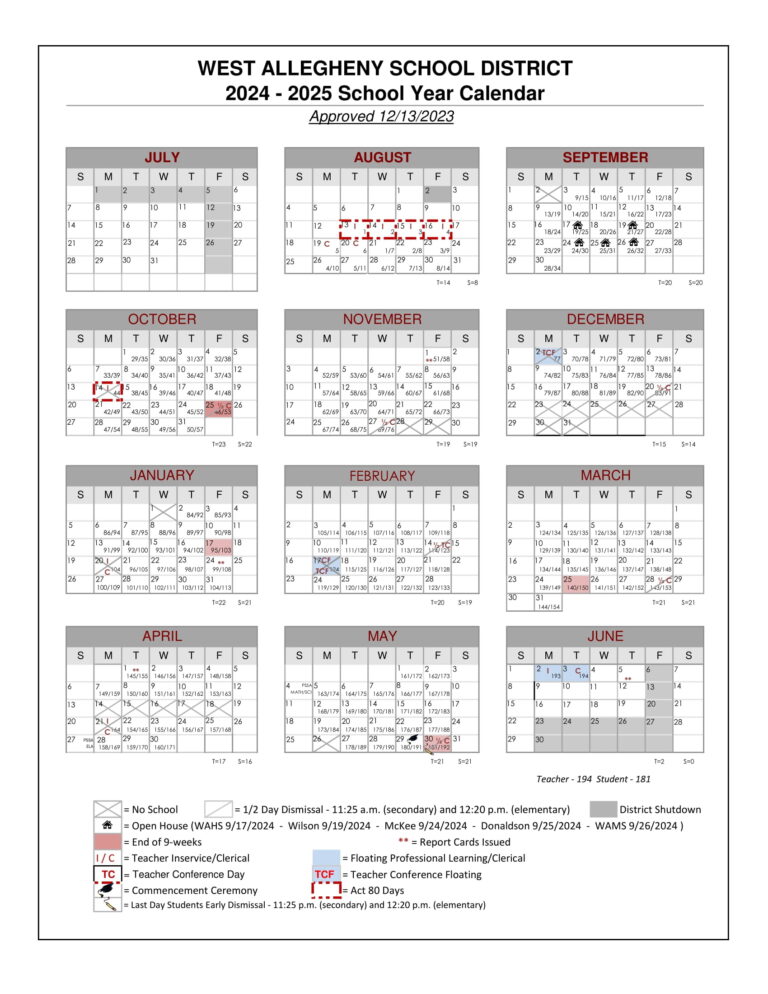 West Allegheny School District Calendar 24-25 [REVISED] pdf - EduCounty