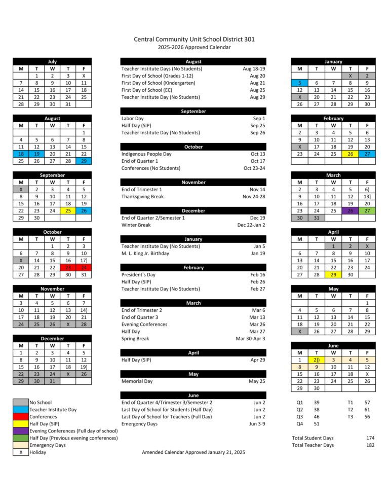 Central District 301 Calendar 25-26 revised - EduCounty