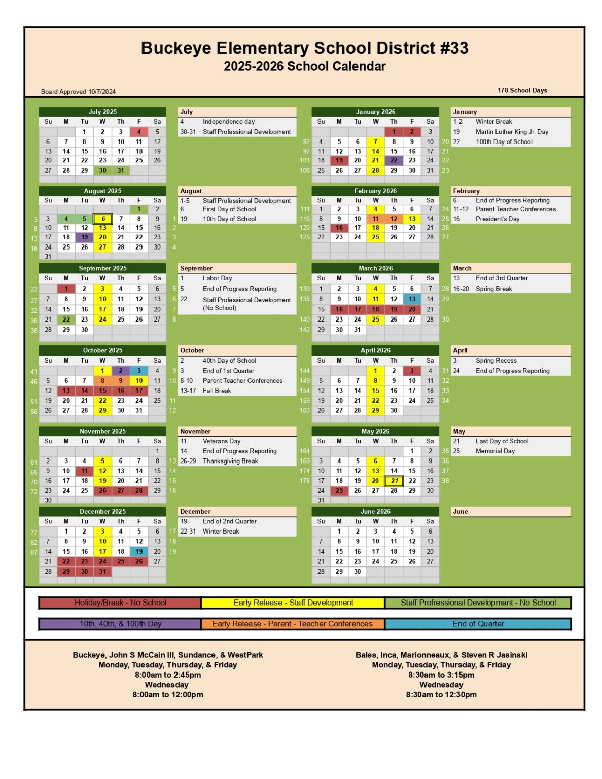 Buckeye Elementary School District Calendar 25-26 Revised [PDF] - EduCounty
