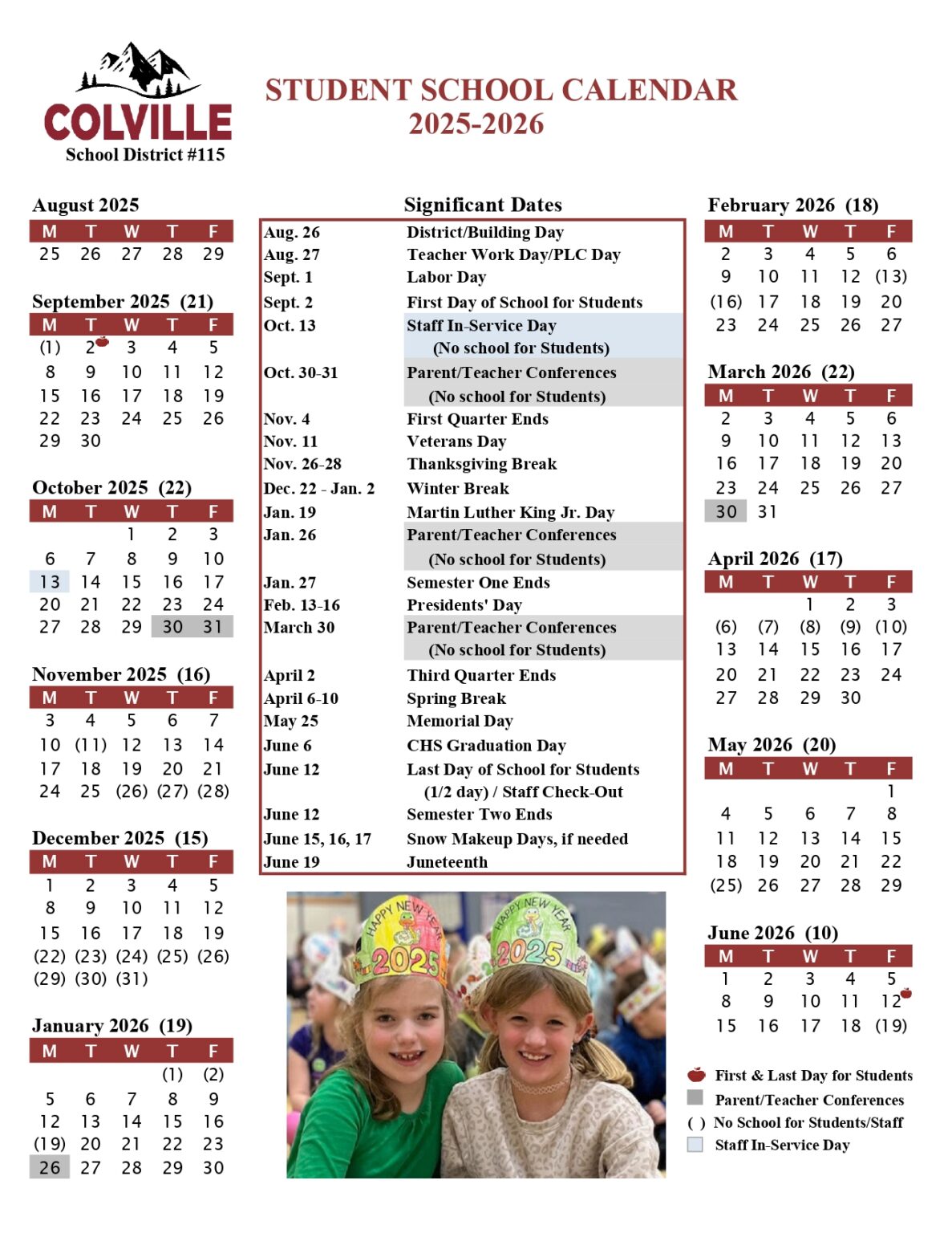 Colville School District WA Calendar 25-26 Revised [PDF] - EduCounty