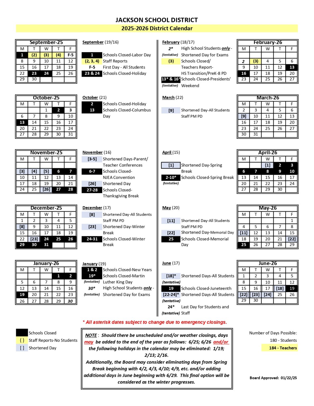 Jackson School district Calendar 25-26 Revised [PDF] - EduCounty