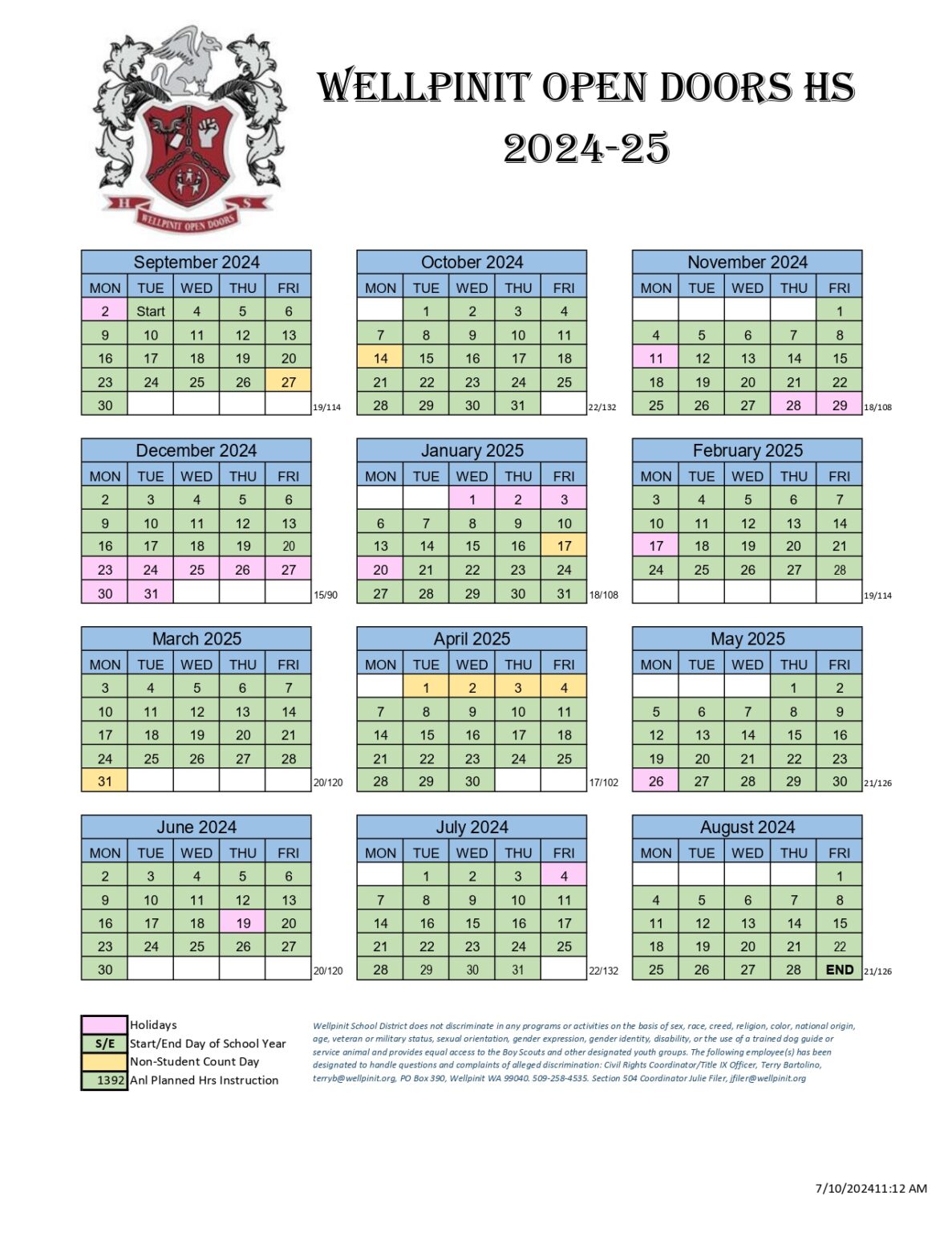 Wellpinit School District Calendar 25-26 Revised [PDF] - EduCounty