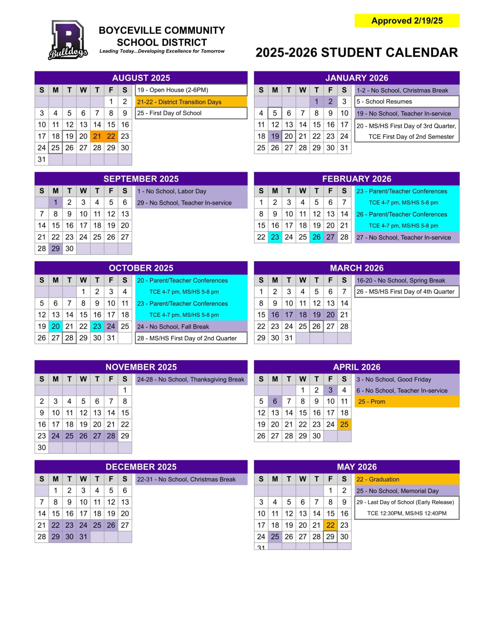 Boyceville Community School District Calendar 25-26 Revised [PDF ...