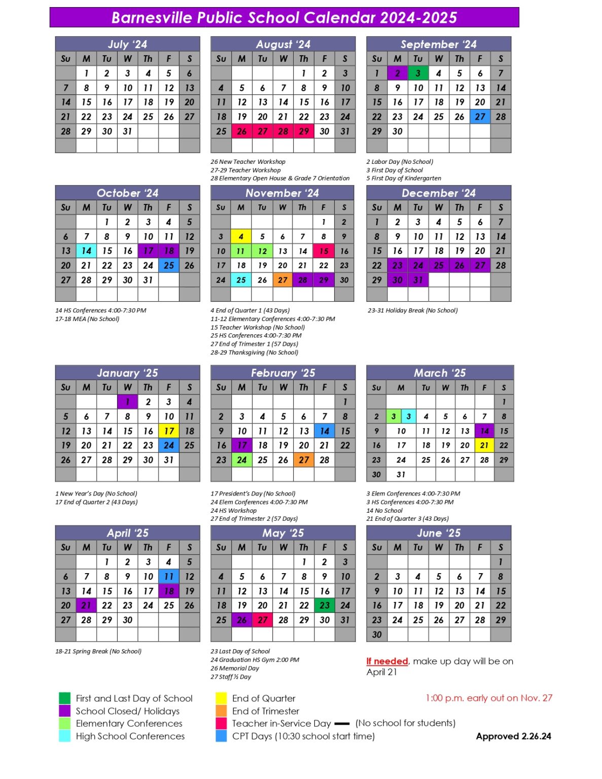 Barnesville Public School mn Calendar 25-26 Revised [PDF] - EduCounty