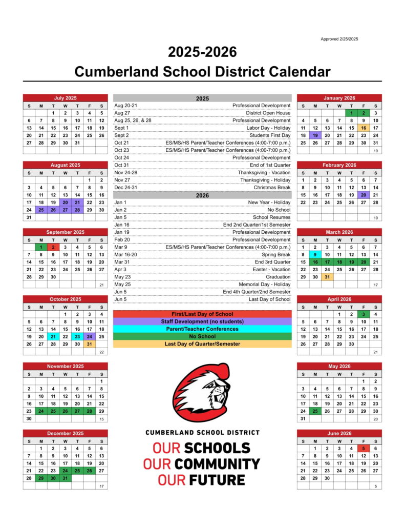 Cumberland School District wi Calendar 25-26 Revised [PDF] - EduCounty
