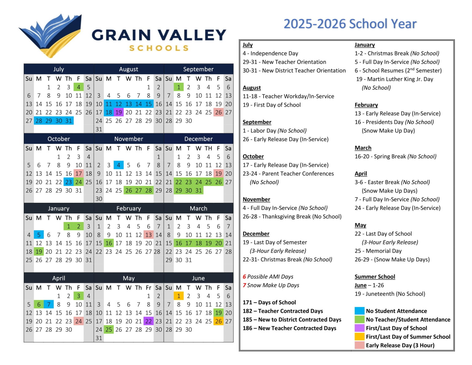 Grain Valley Schools Calendar 25-26 Revised [PDF] - EduCounty