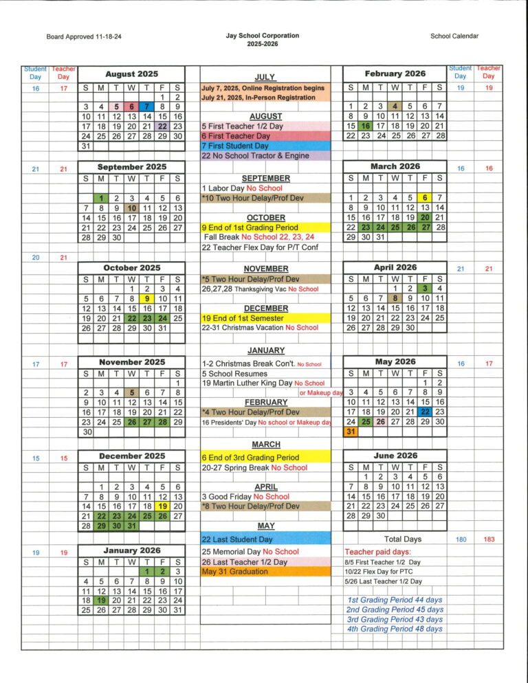 The Jay School Corporation Calendar 25-26 Revised [PDF] - EduCounty