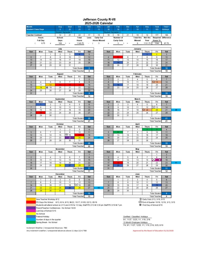 Jefferson County R-VII MO 25-26 Calendar 25-26 Revised [PDF] - EduCounty