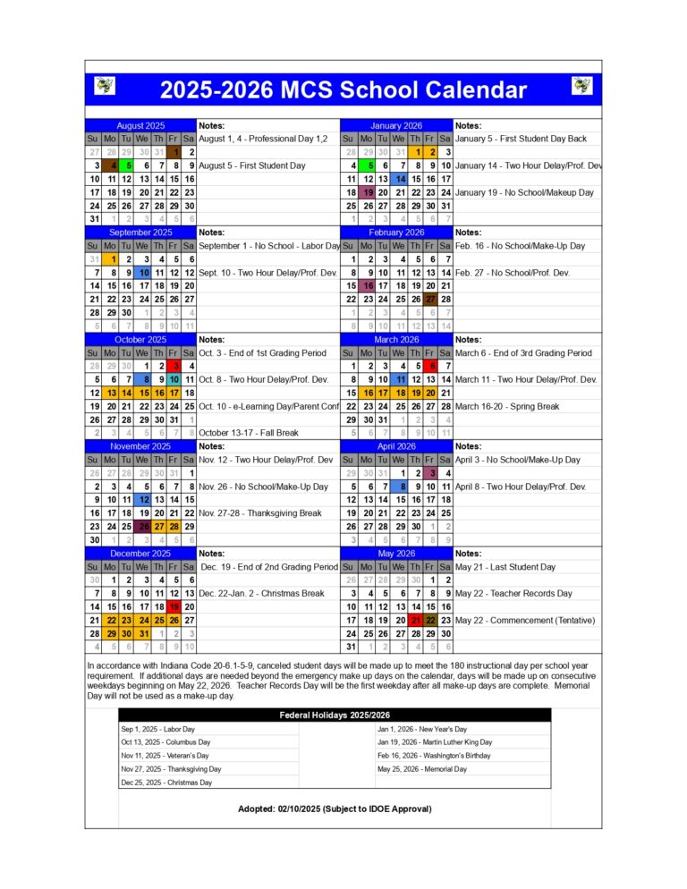 Middlebury Community Schools Calendar 25-26 Revised [PDF] - EduCounty