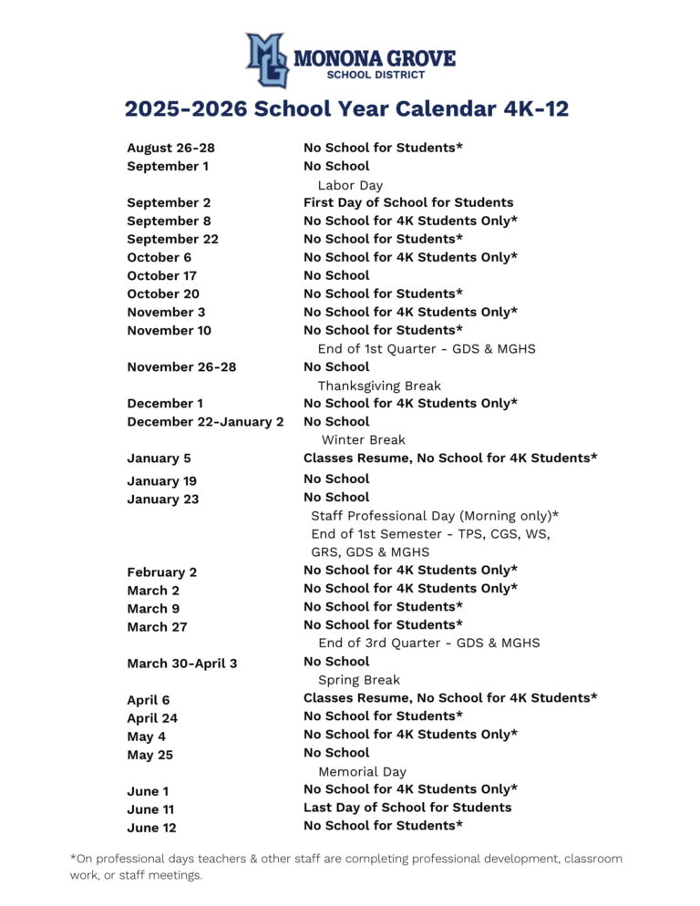 Monona Grove School WI Calendar 25-26 Revised [PDF] - EduCounty
