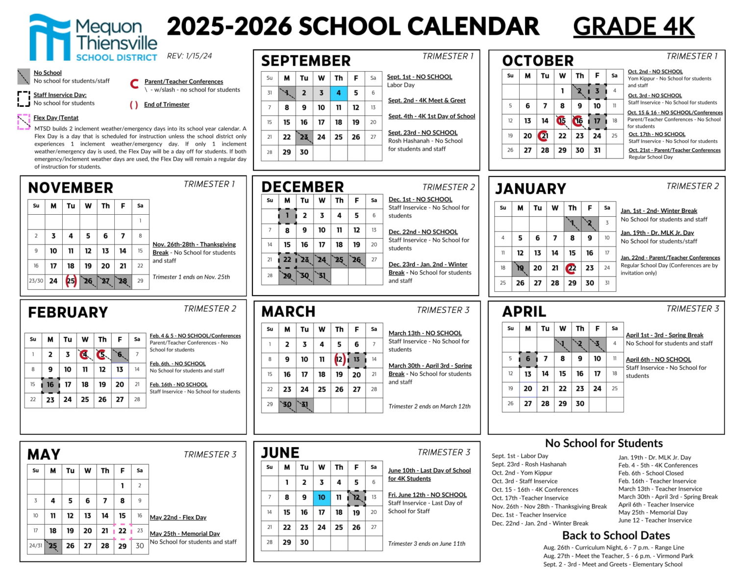 Mequon Thiensville School district Calendar 25-26 Revised [PDF] - EduCounty