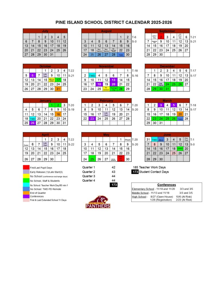 Pine Island ISD 255 School Calendar 25-26 Revised [PDF] - EduCounty