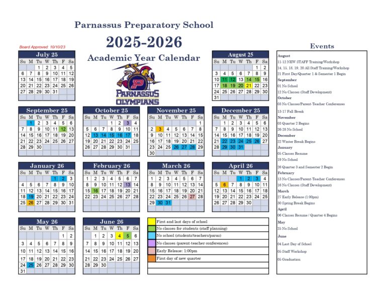 Parnassus Preparatory School 25-26 Calendar 25-26 Revised [PDF] - EduCounty
