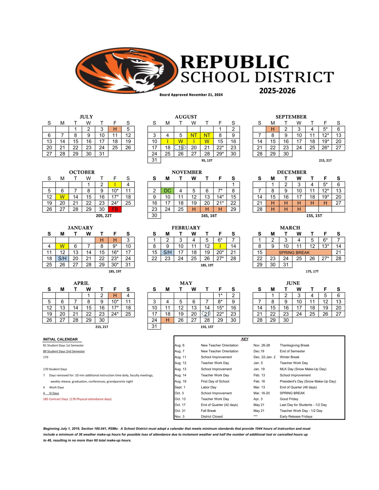 Republic School District Calendar 25-26 Revised [PDF] - EduCounty