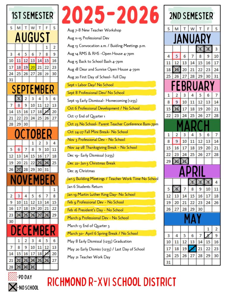 Richmond R-XVI School District Calendar 25-26 Revised [PDF] - EduCounty