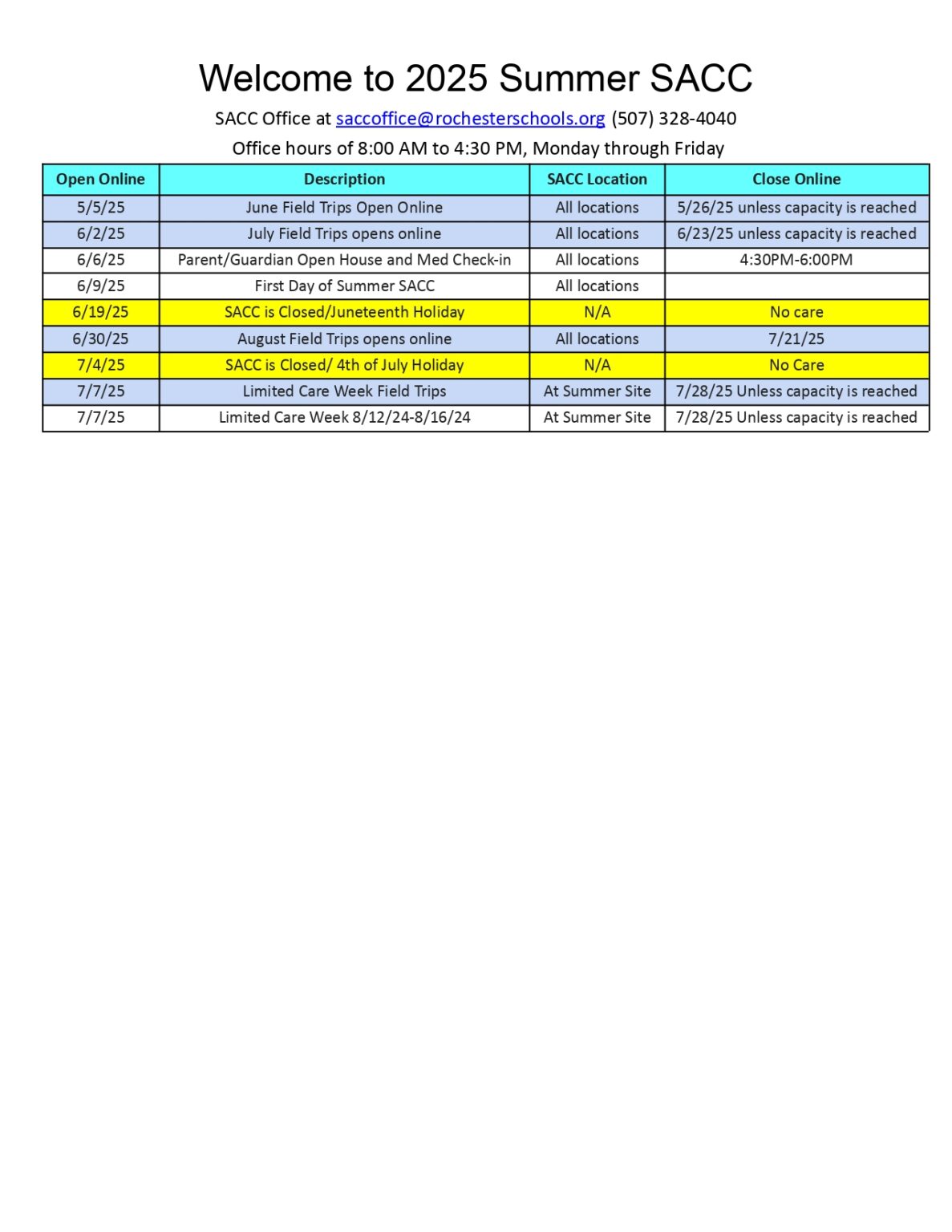 Rochester Public Schools MN Calendar 25-26 Revised [PDF] - EduCounty