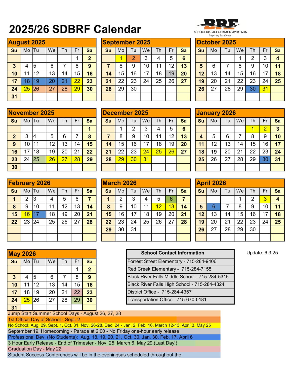 School District of Black River Falls wi Calendar 25-26 Revised [PDF ...
