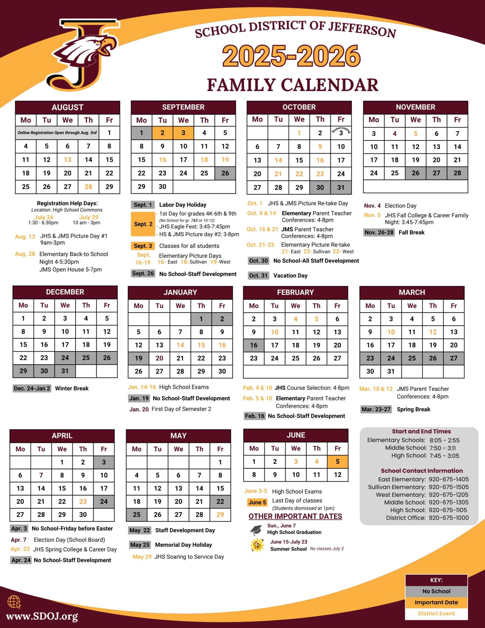 School District of Jefferson wi Calendar 25-26 Revised [pdf] - EduCounty