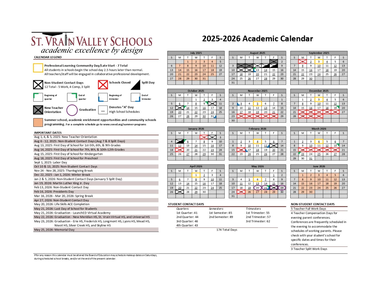 St. Vrain Valley Schools Calendar 25-26 Revised [PDF] - EduCounty
