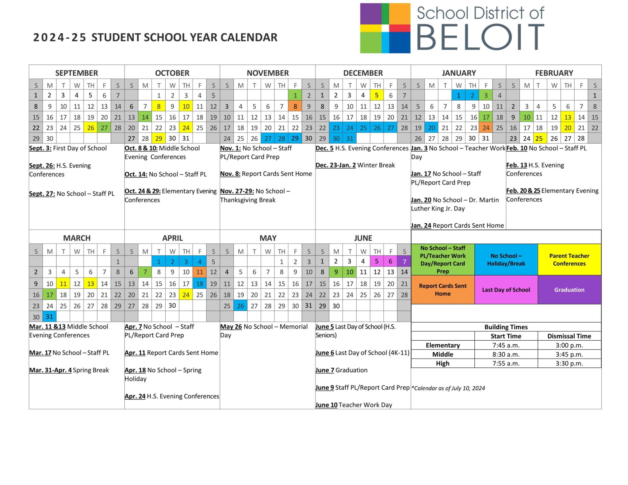 School District of Beloit Calendar 25-26 Revised [PDF] - EduCounty