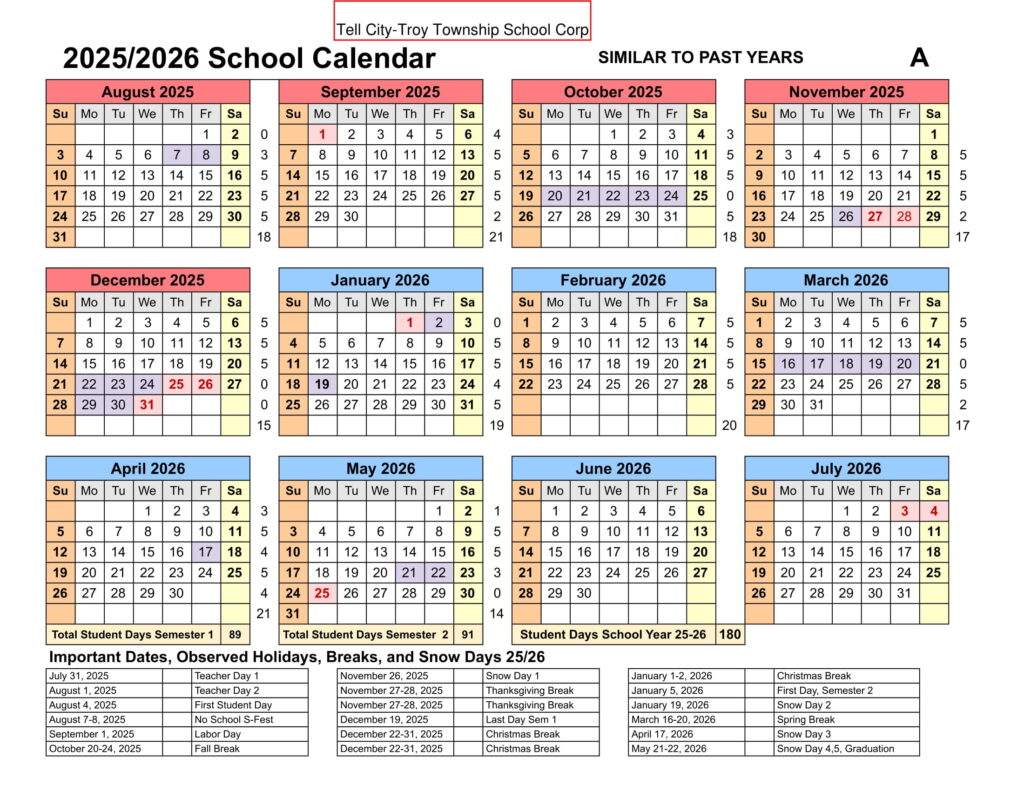 Tell City-Troy Township School Corp Calendar 25-26 Revised [pdf ...