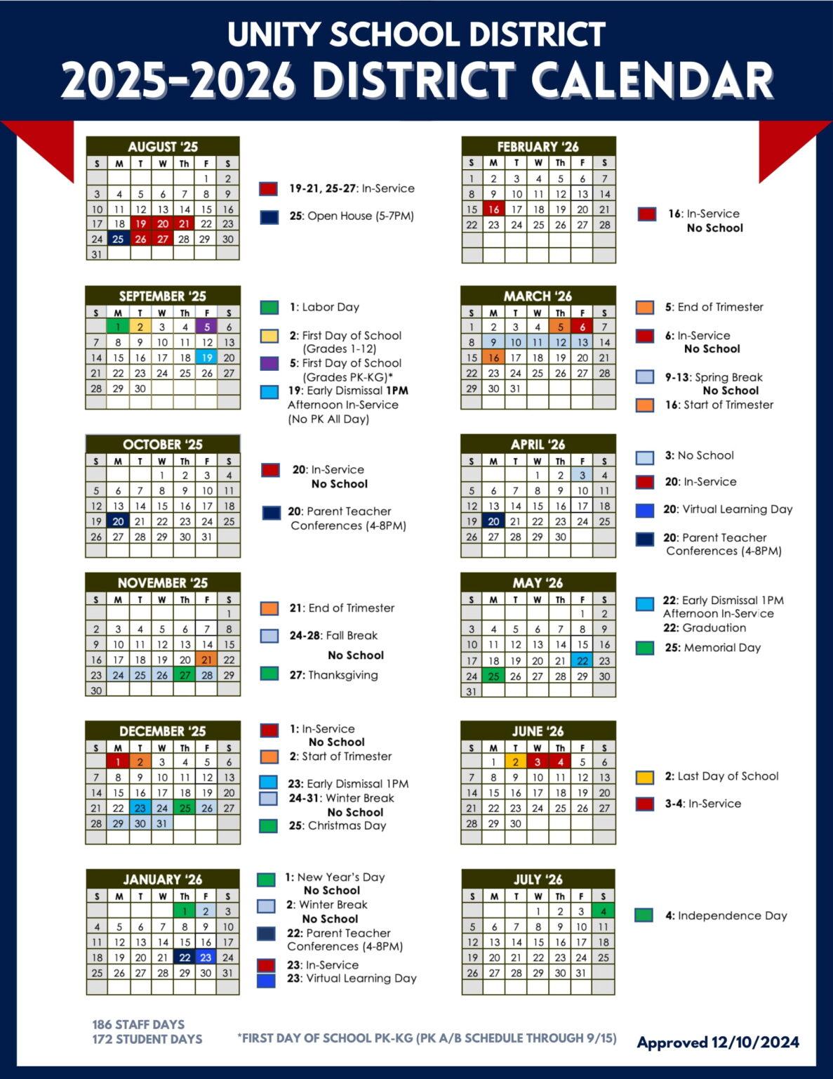 UNITY SCHOOL DISTRICT wi Calendar 25-26 Revised [pdf] - EduCounty