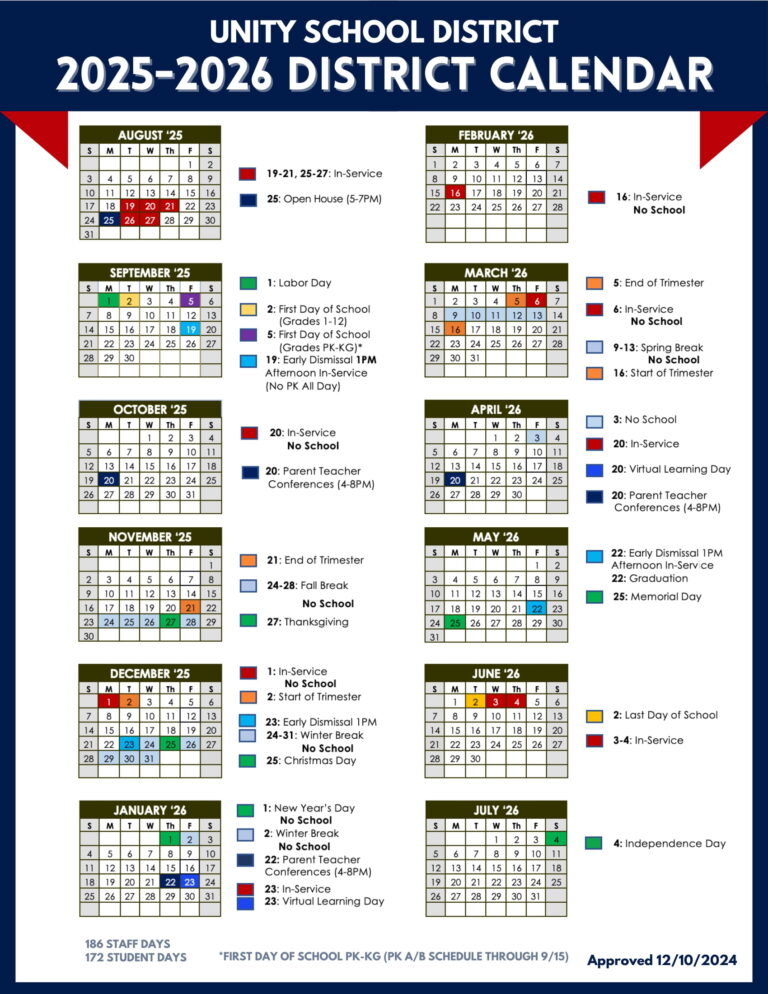 UNITY SCHOOL DISTRICT wi Calendar 25-26 Revised [pdf] - EduCounty