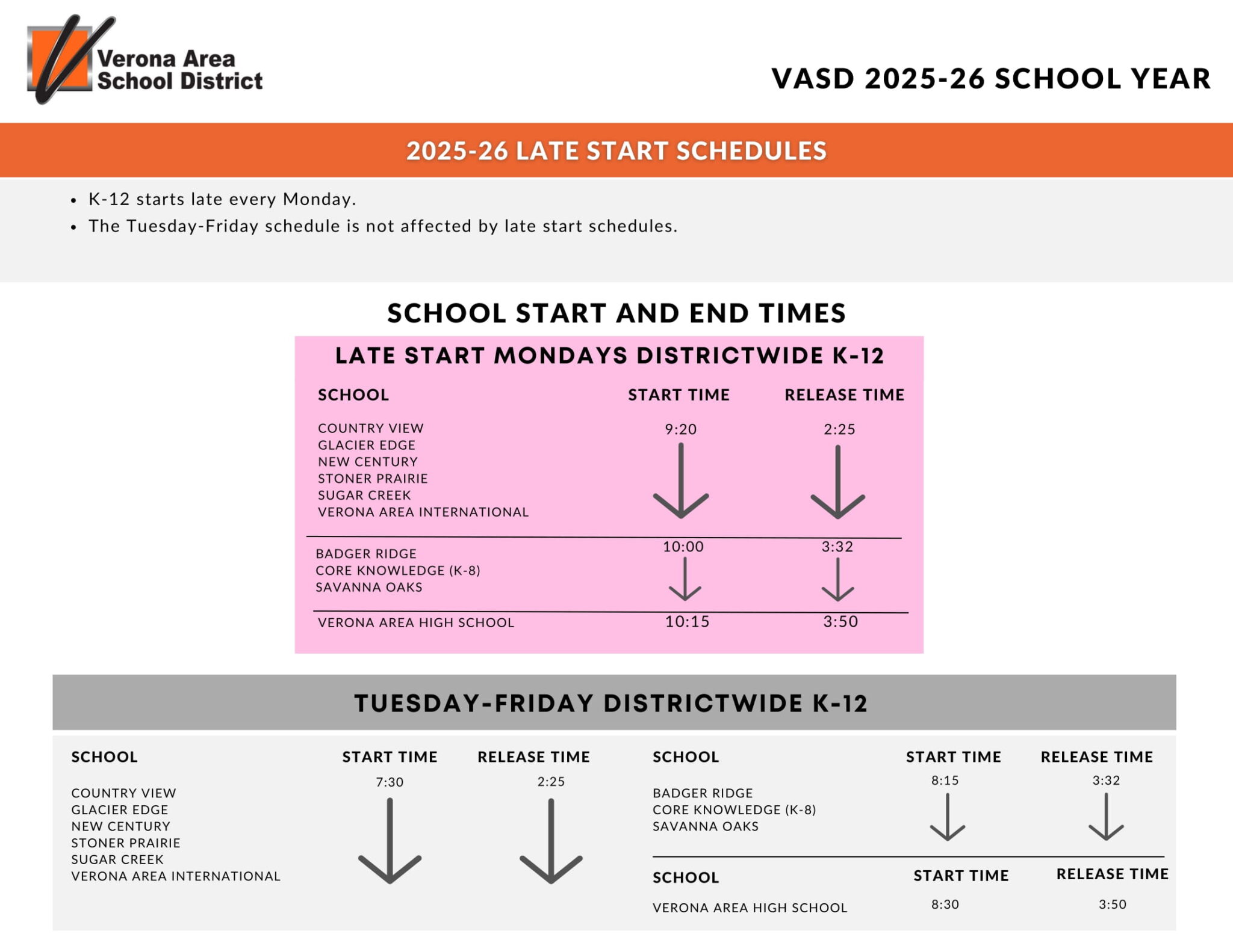 Verona Area School District wi Calendar 25-26 Revised [PDF] - EduCounty