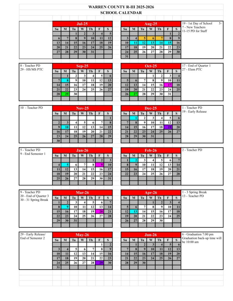 WARREN COUNTY R-III Calendar 25-26 Revised [pdf] - EduCounty
