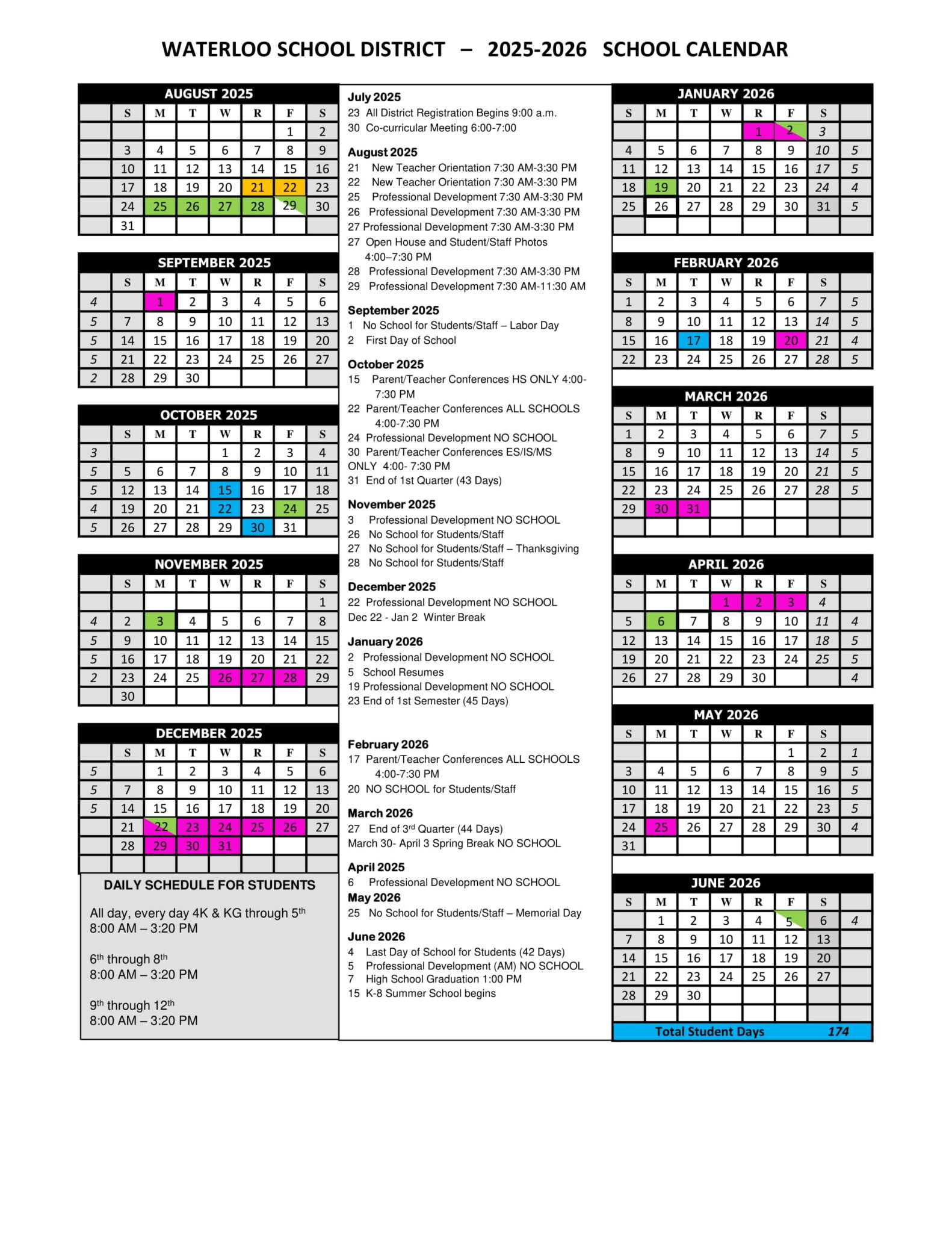Waterloo School District Calendar wi 25-26 Revised [PDF] - EduCounty
