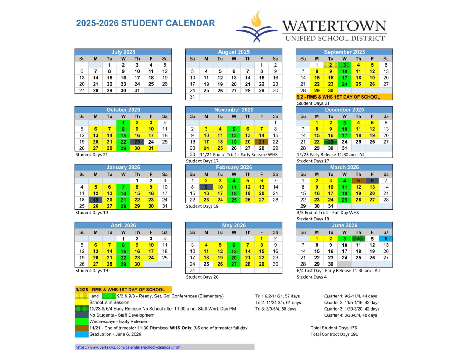 Watertown Unified Schools Calendar wi 25-26 Revised [PDF] - EduCounty