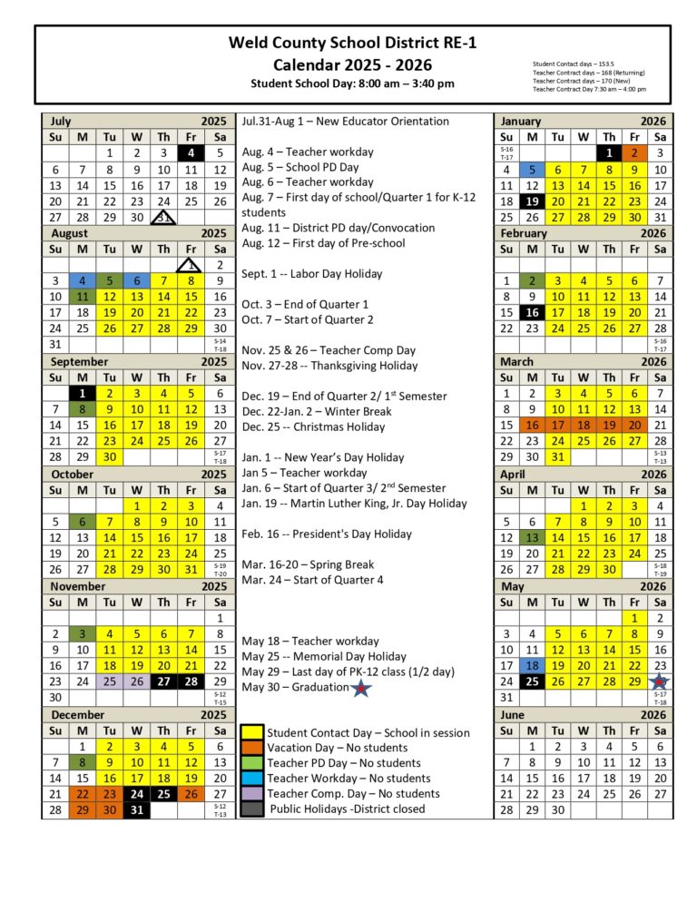 Weld County School District Calendar 25-26 Revised [PDF] - EduCounty