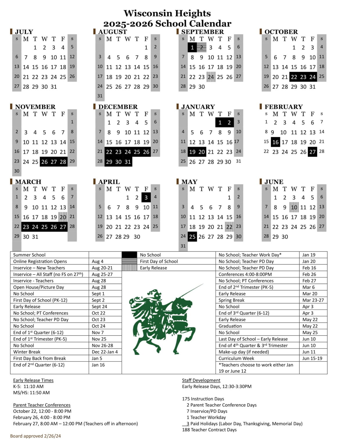 Wisconsin Heights School District Calendar 25-26 Revised [PDF] - EduCounty