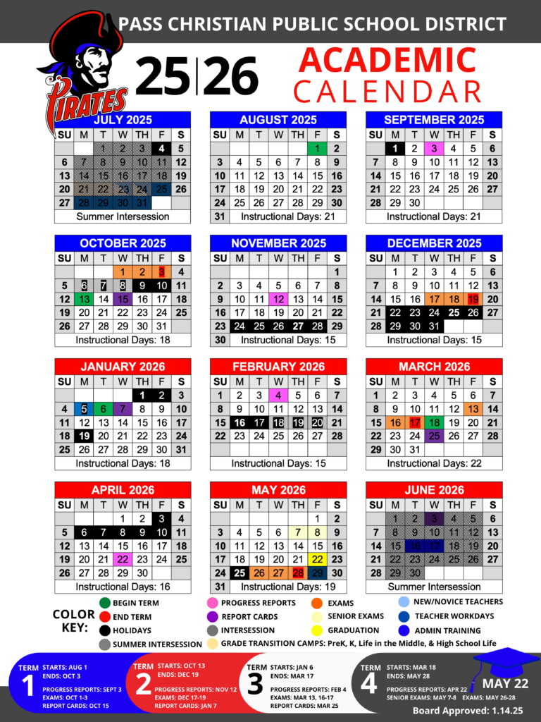 Pass Christian School District MS Calendar 25-26 Revised [pdf] - EduCounty