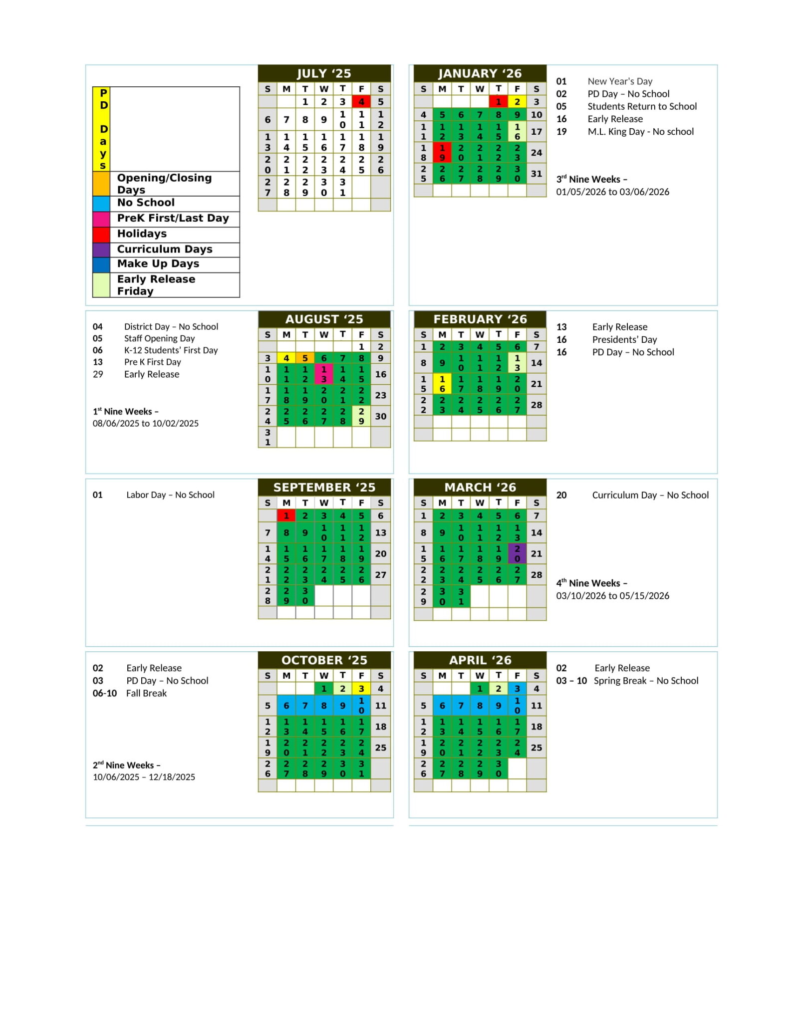 TODD COUNTY SCHOOL DISTRICT ky Calendar 25-26 Revised [PDF] - EduCounty