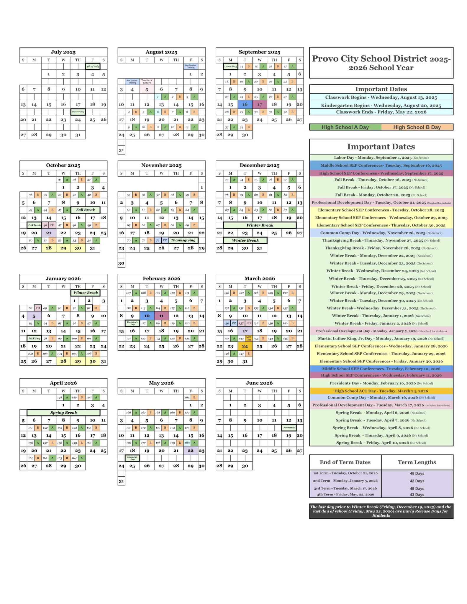 Provo City School District UT Calendar 25-26 Revised [pdf] - EduCounty