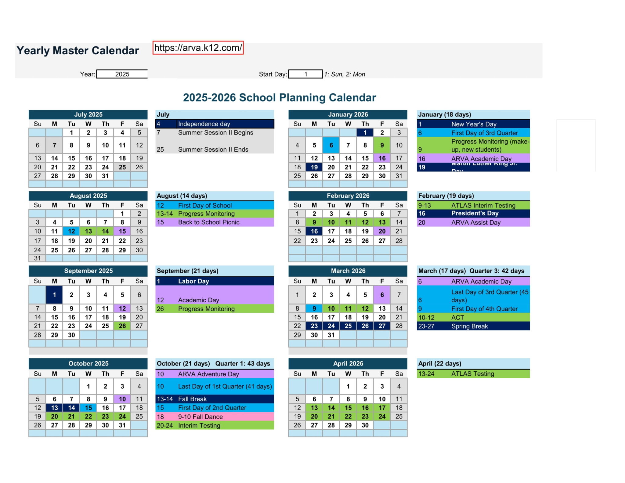 Arkansas Virtual Academy AR Calendar 25-26 Revised [pdf] - EduCounty