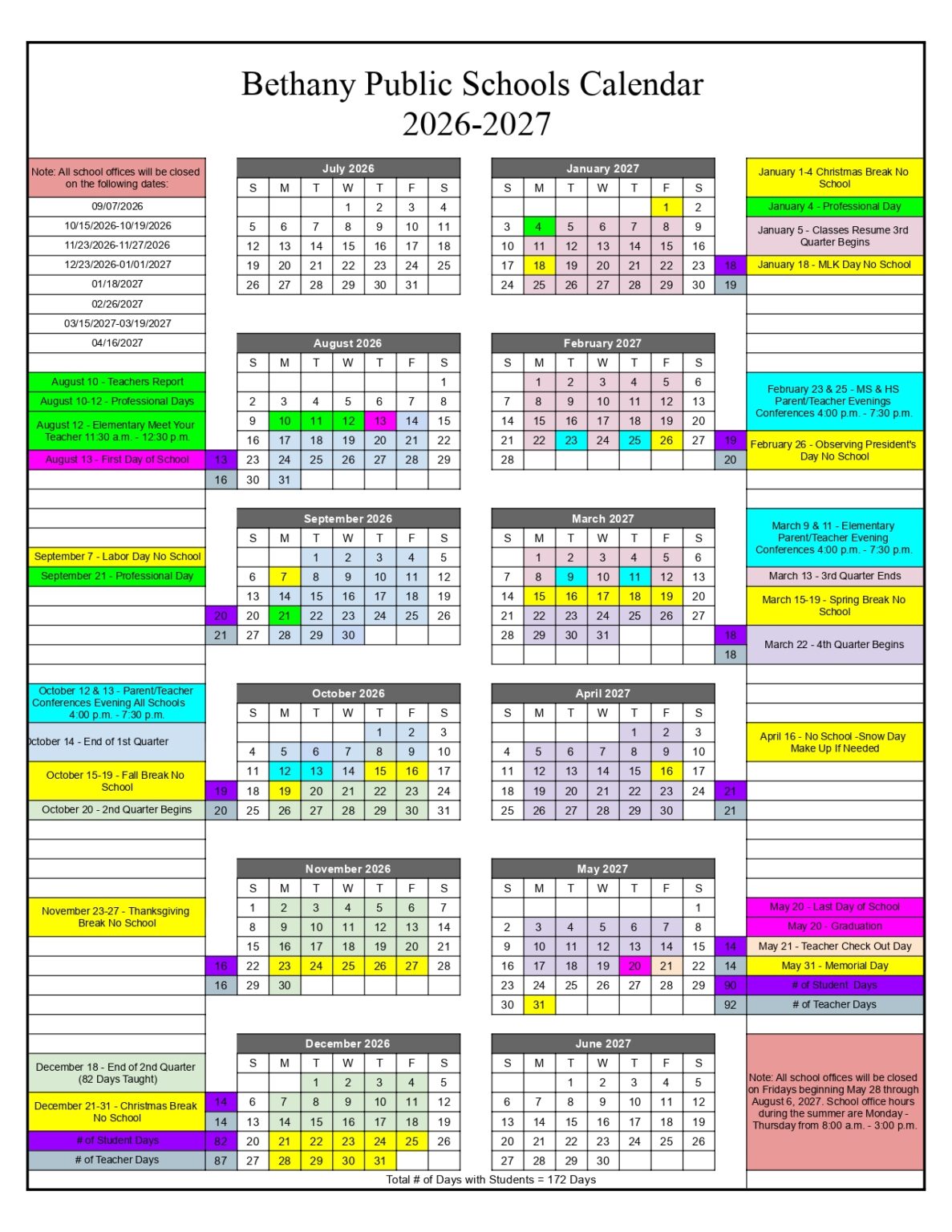Bethany Public Schools OK Calendar 25-26 Revised [PDF] - EduCounty
