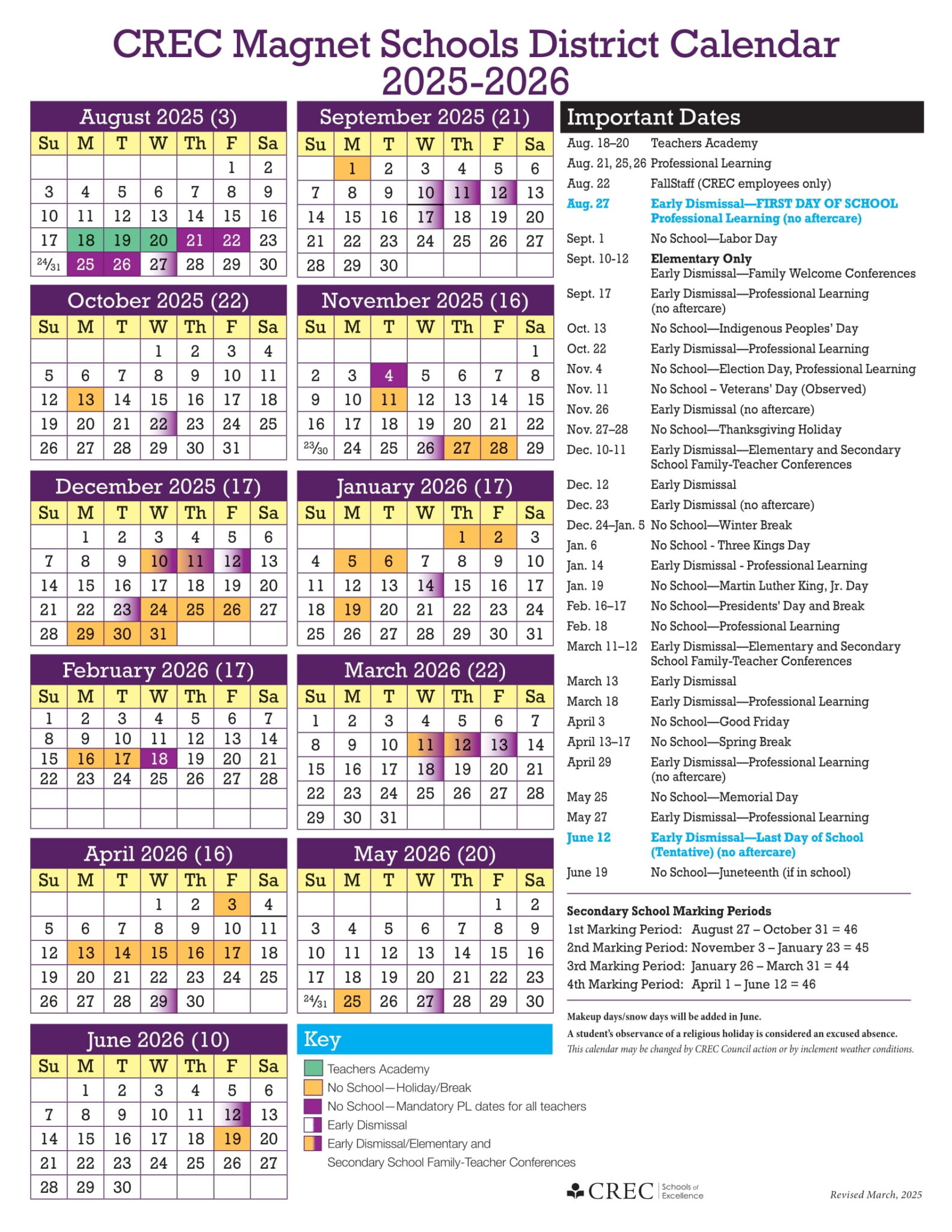 Capitol Region Education Council Calendar 25-26 Revised [pdf] - EduCounty