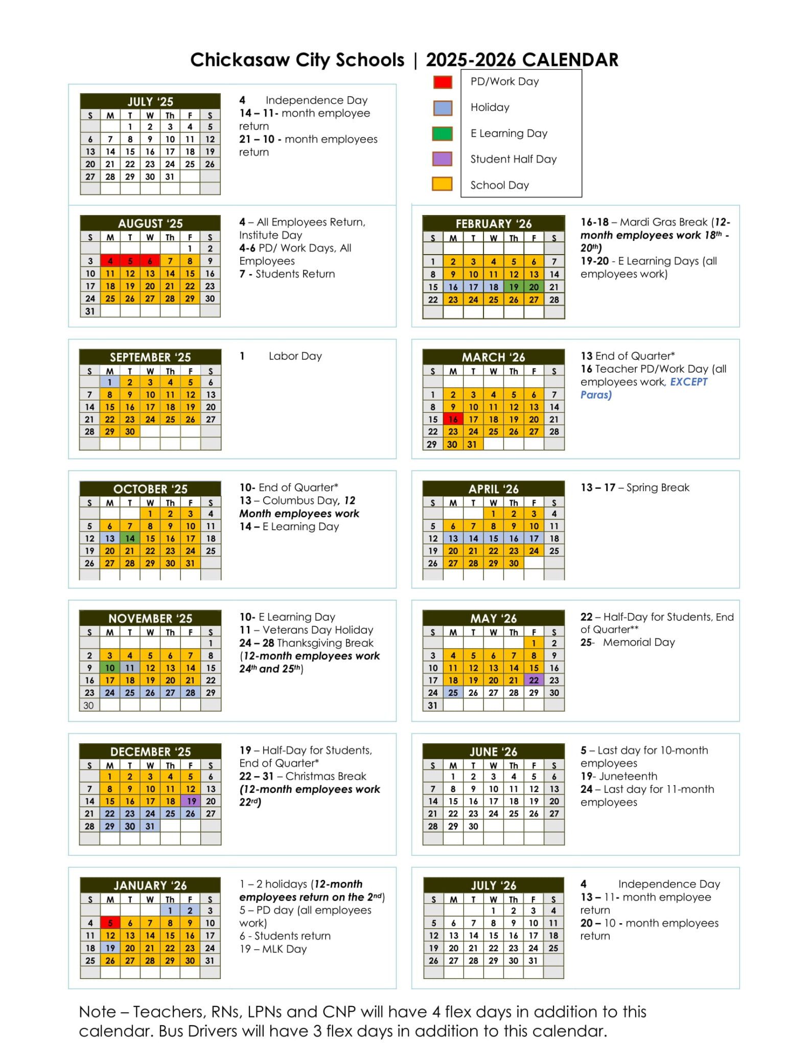 Chickasaw City Schools AL Calendar 25-26 Revised [PDF] - EduCounty