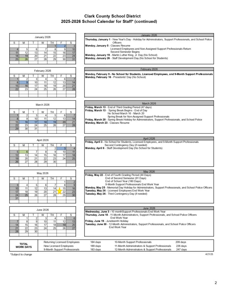 Clark county school district NV Calendar 25-26 Revised [pdf] - EduCounty