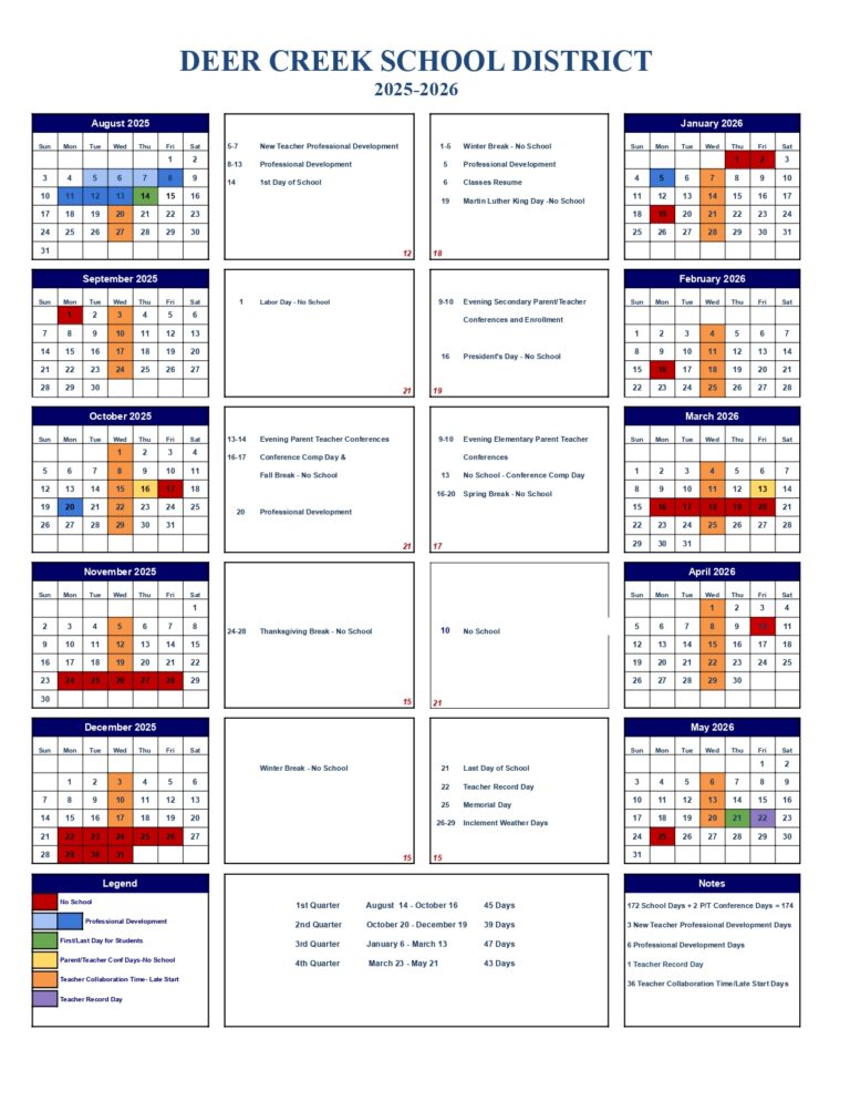 Deer Creek School District OK Calendar 25-26 Revised [pdf] - EduCounty