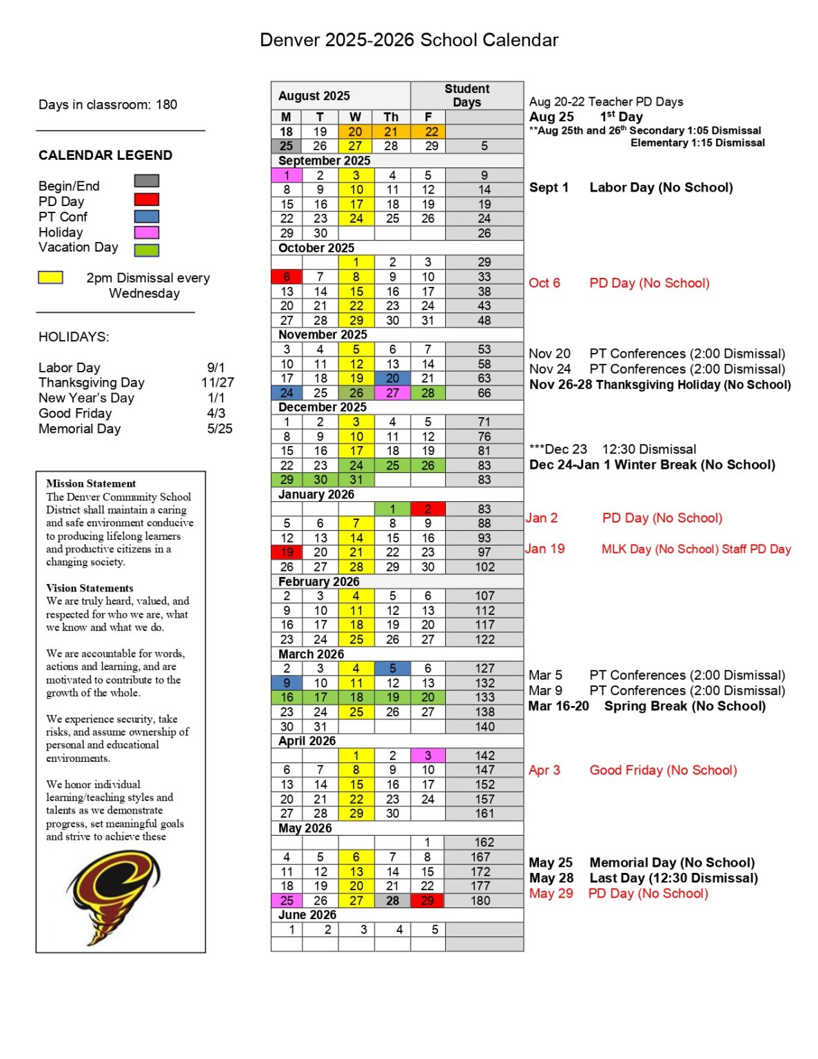 Denver community school district IA Calendar 25-26 Revised [pdf ...