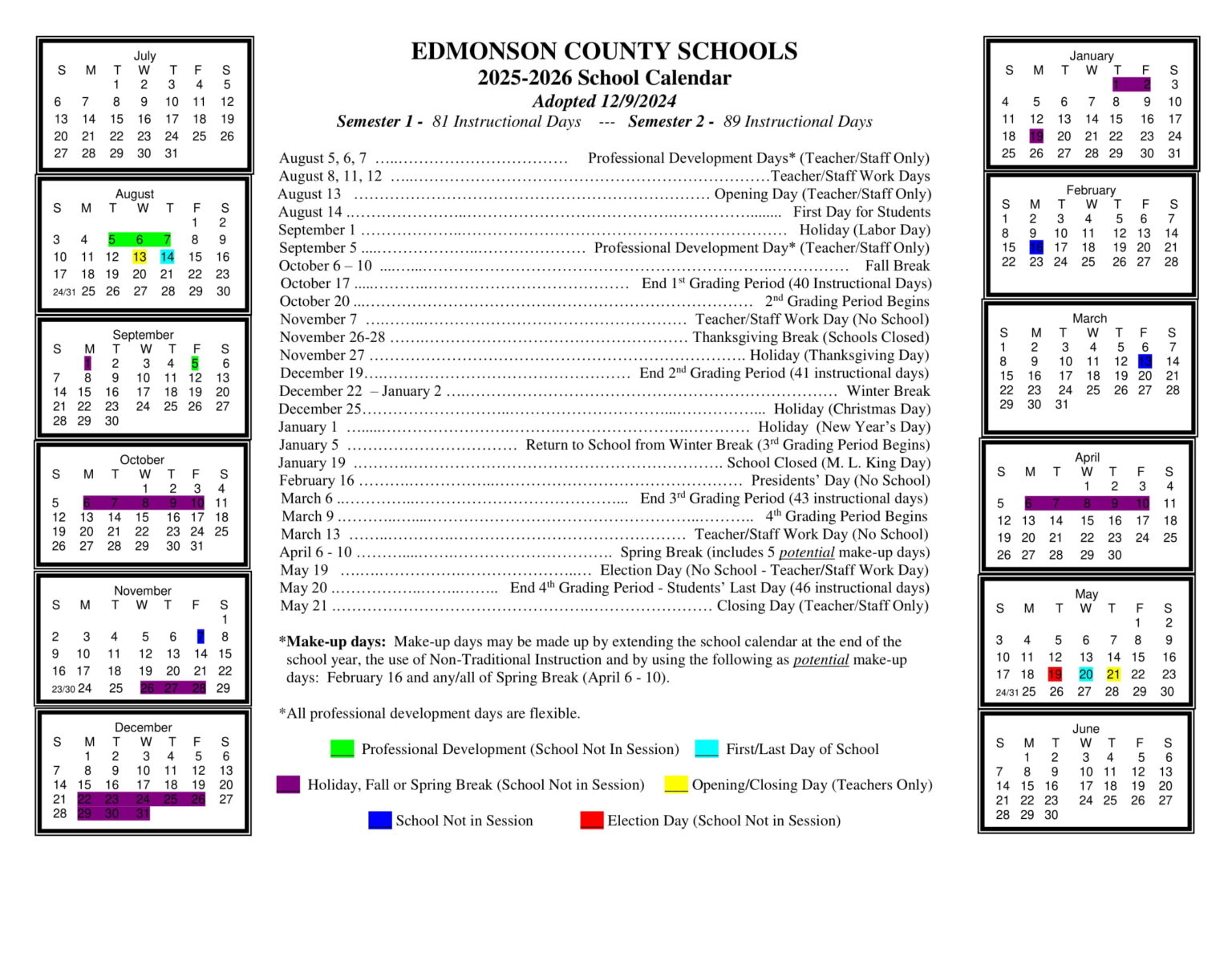 EDMONSON COUNTY SCHOOLS ky Calendar 25-26 Revised [PDF] - EduCounty