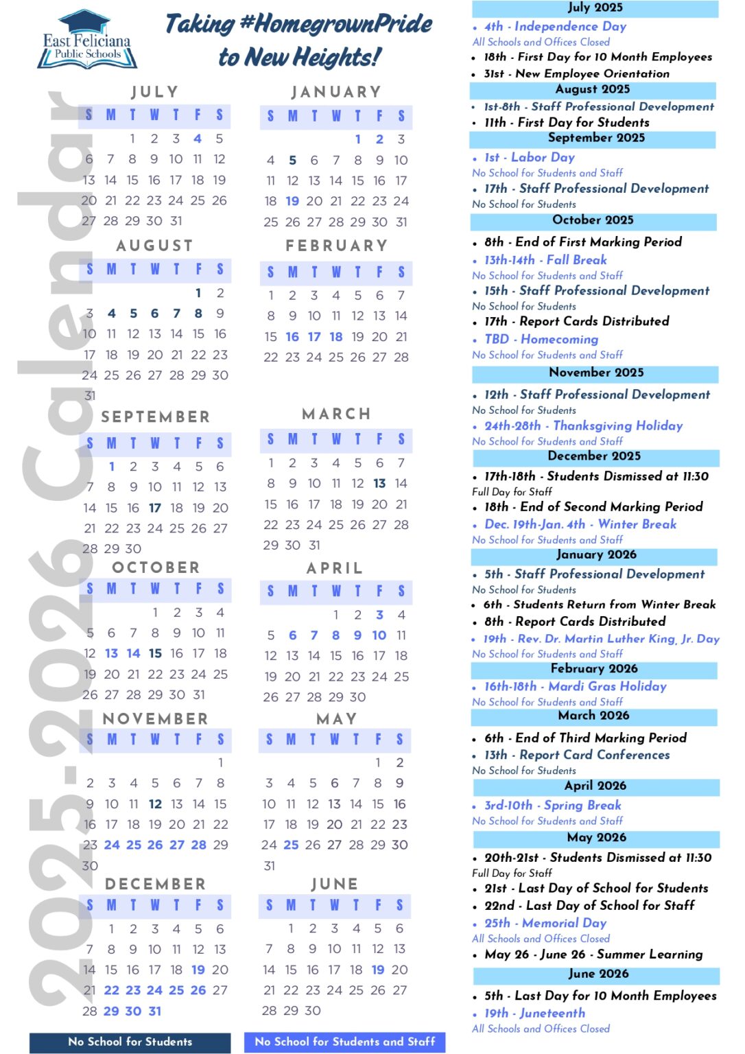 East Feliciana Public Schools LA Calendar 25-26 Revised [PDF] - EduCounty