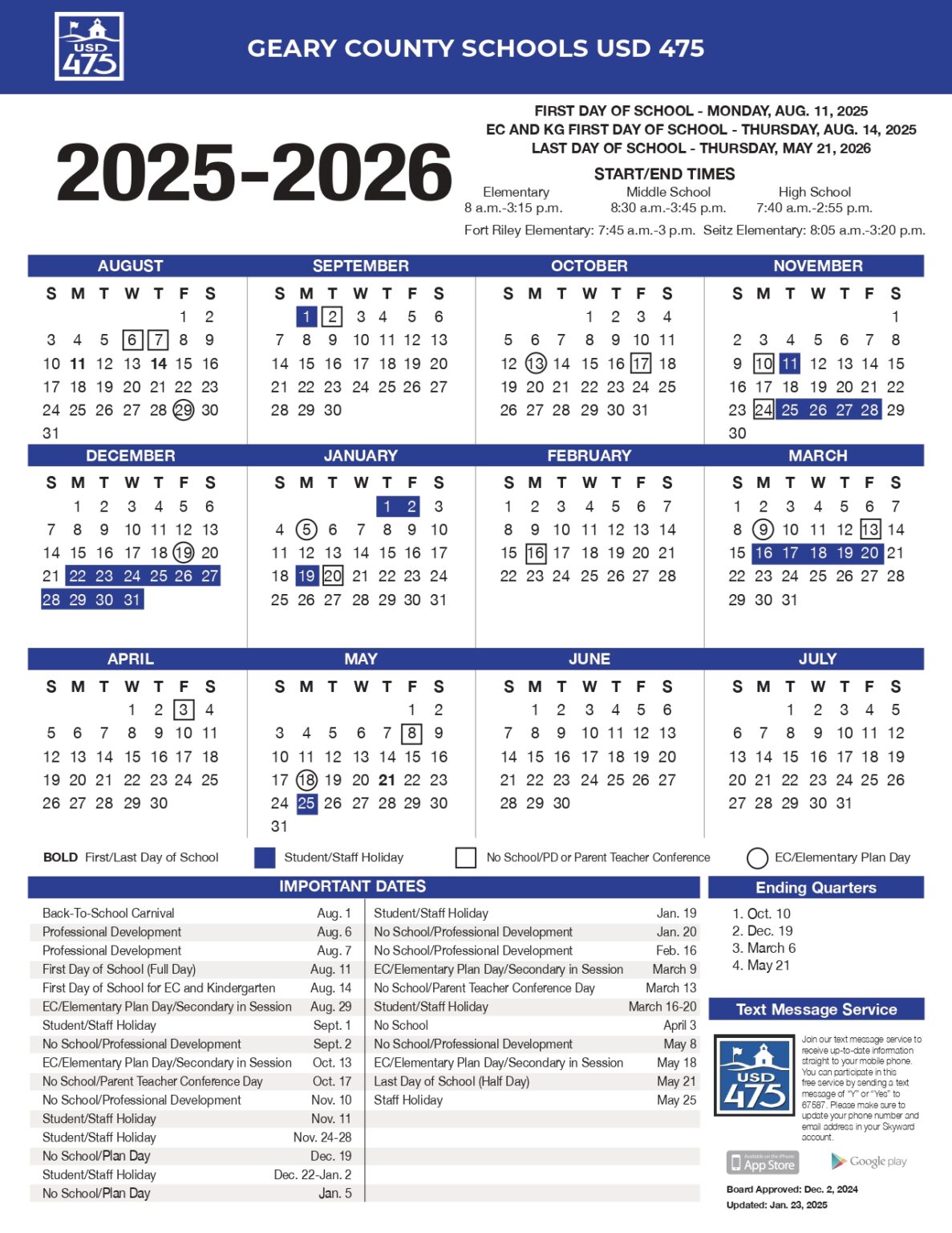 Geary County Unified School District 475 Calendar 25-26 Revised [pdf ...