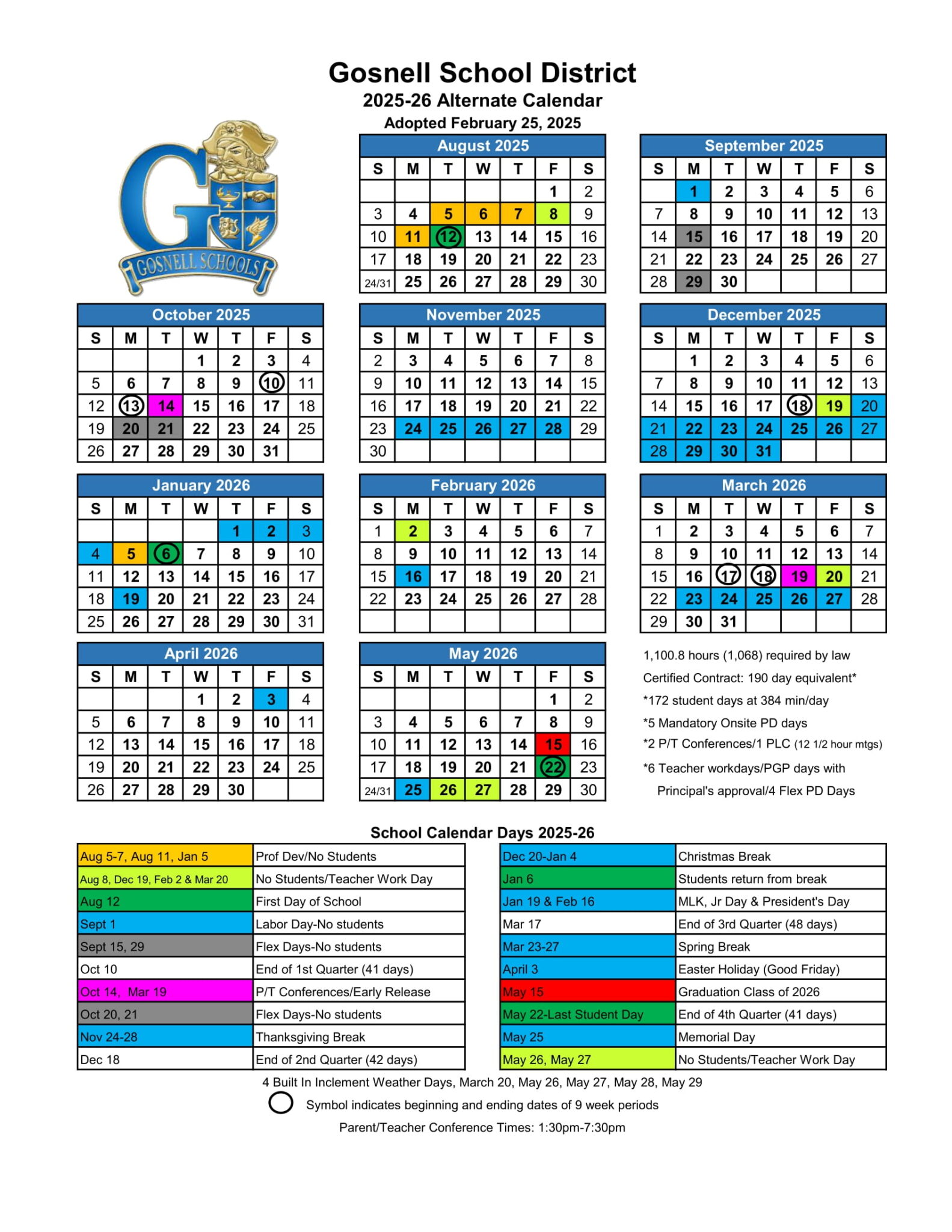 Gosnell School District AR Calendar 25-26 Revised [pdf] - EduCounty