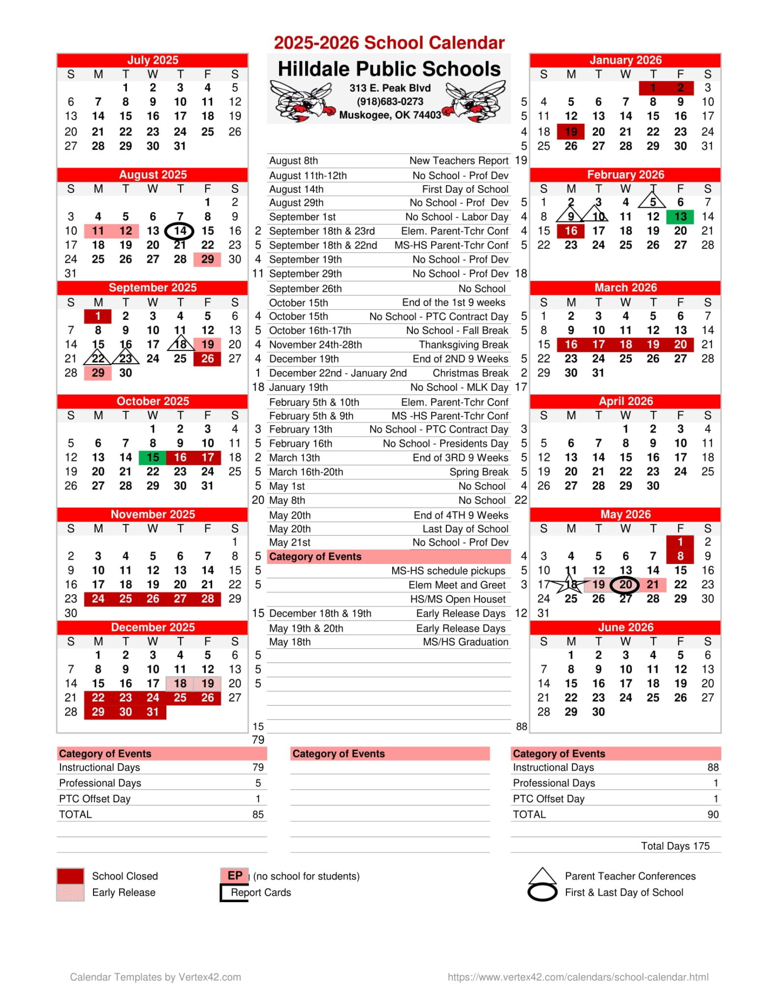 Hilldale Public School Calendar 25-26 Revised [pdf] - EduCounty